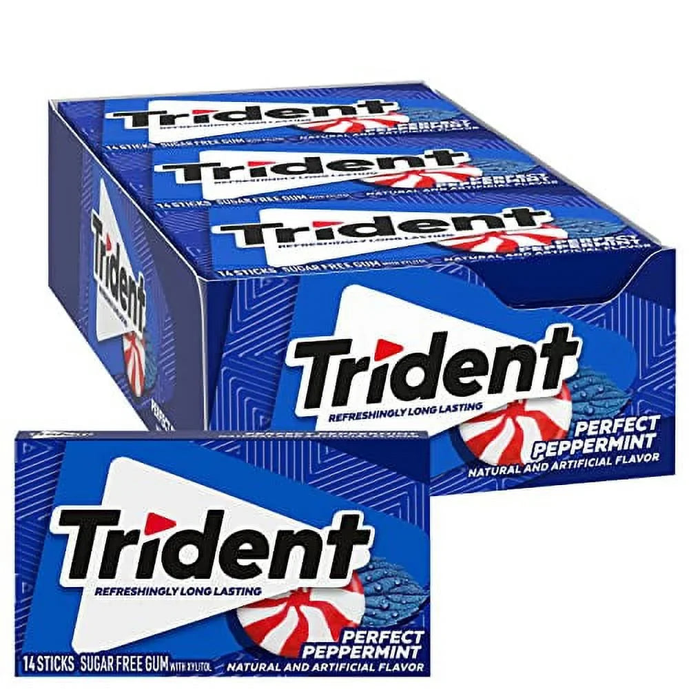 Trident Peppermint Sugar Free Gum (12 Packs)(Best Before Date 11/02/20 ...